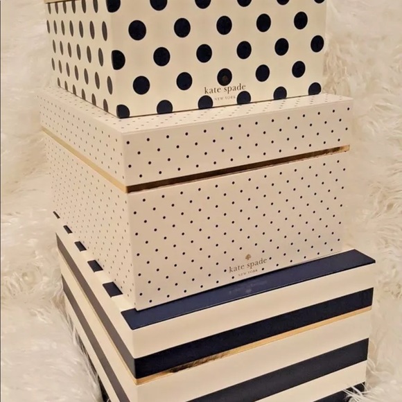 kate spade | Storage & Organization | Nesting Boxes Navy Blue Polka Dot ...